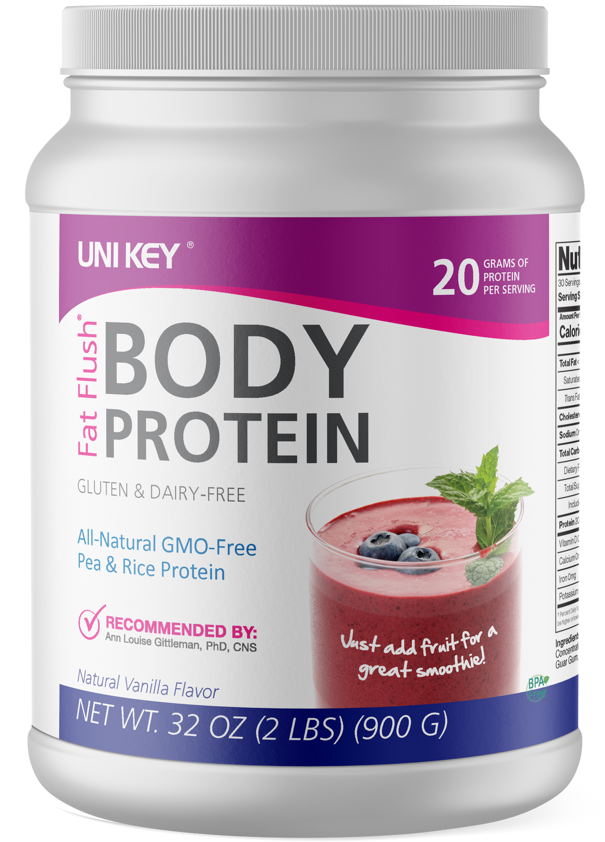 Pea and Rice Protein Powder | Fat Flush Body Protein — UNI KEY Health